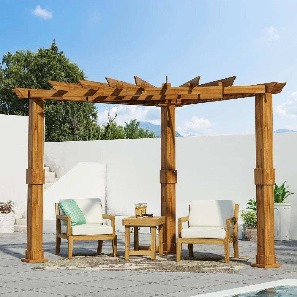 10x10 ft Outdoor Triangle Pergola, Wooden Pavilion – CheryLife